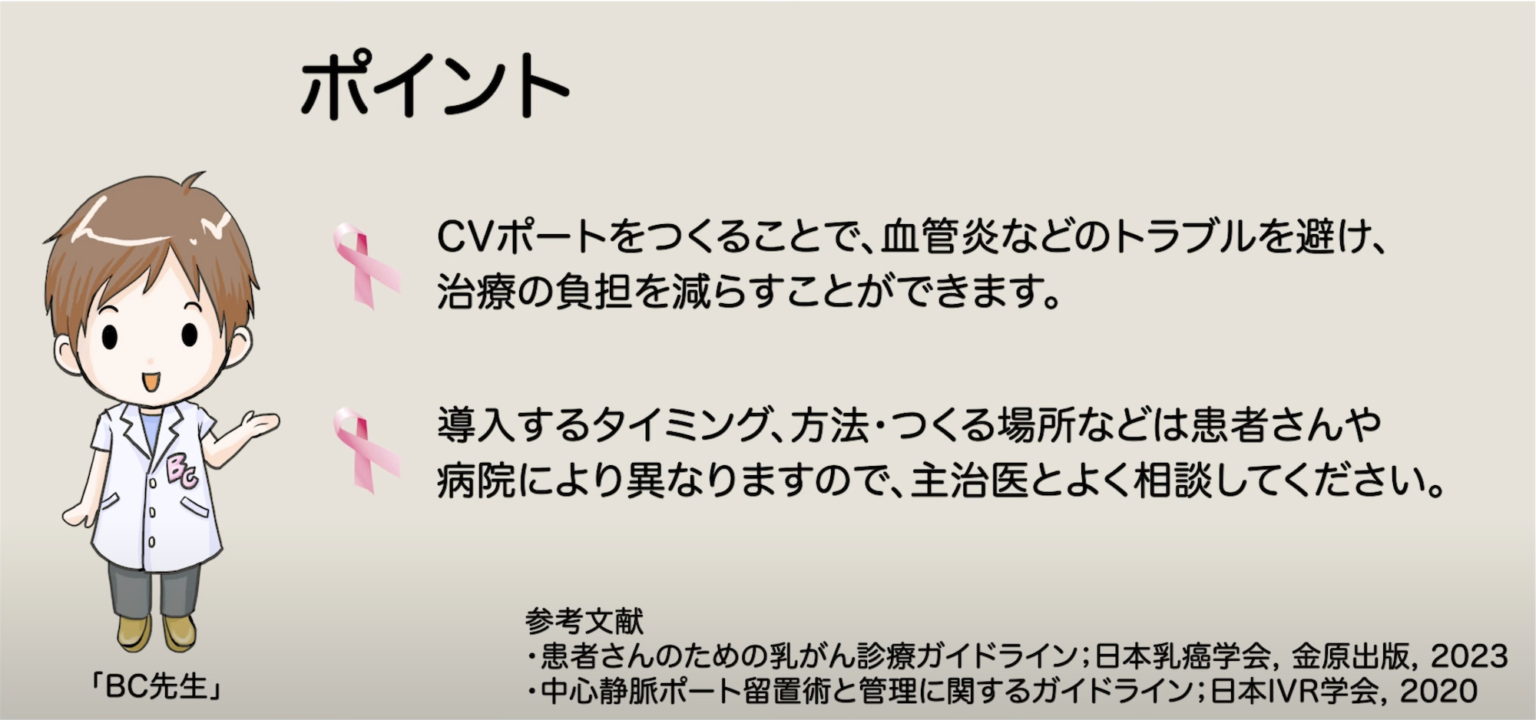 » CVポートって何？【皮下植込み型・中心静脈ポート】｜乳がん大事典｜一般社団法人BC TUBE｜複数人の乳腺科医による制作・監修
